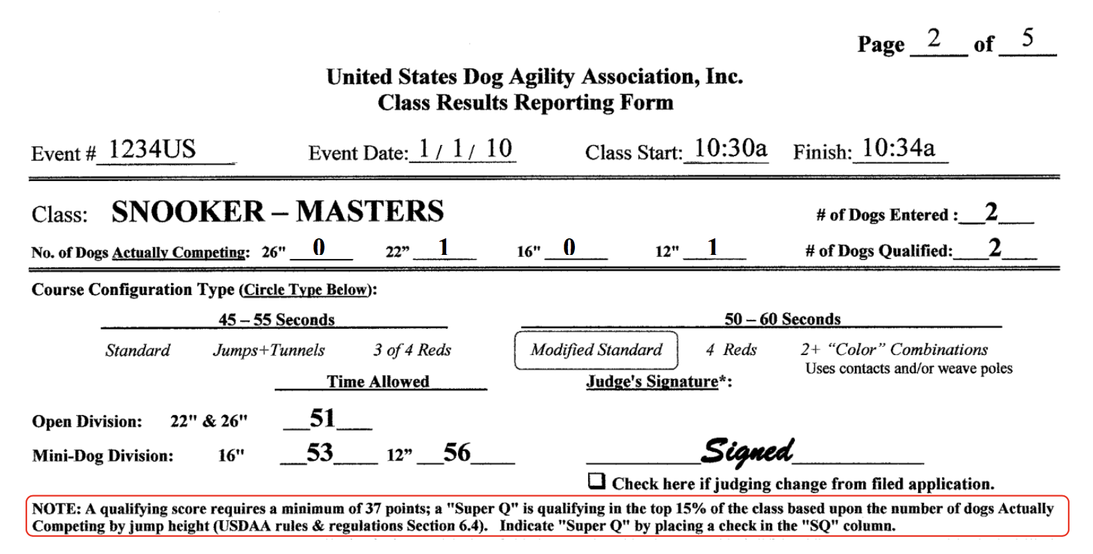 Scoring for Snooker (Points, then Time) – USDAA Agility Learning Center